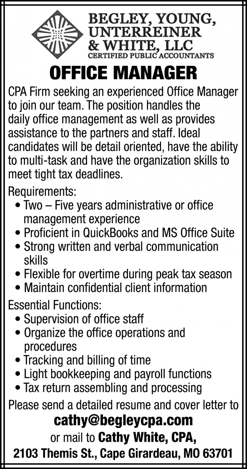 Office Manager Job Ads Examples