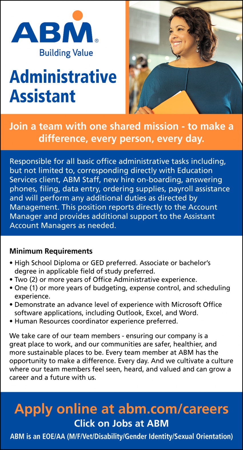 Administrative Assistant, ABM