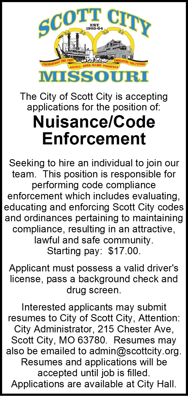 Nuisance/Code Enforcement, City Of Scott City, Scott City, MO