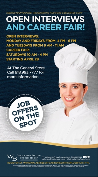 Open Interviews and Career Fair!, Walker's Bluff Casino Resort ...