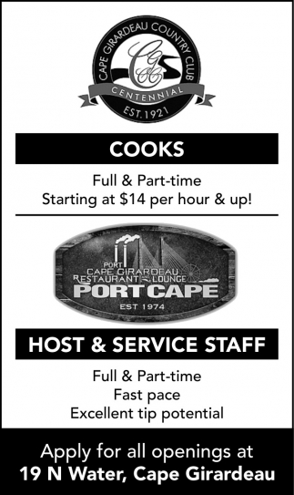 Cook & Host & Service Staff, Cape Girardeau Country Club - Port Cape ...
