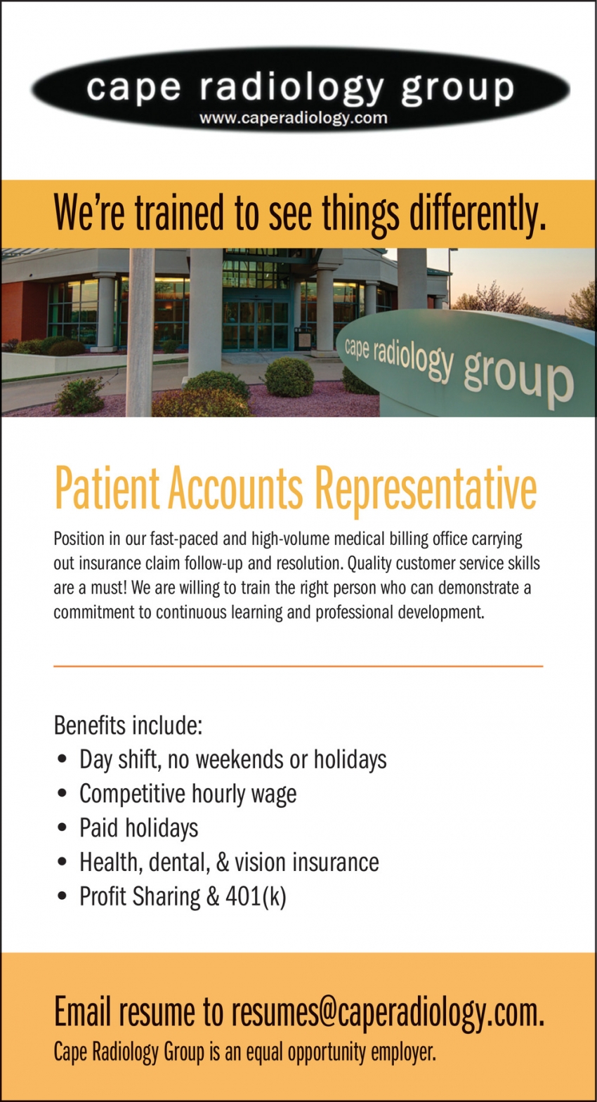 Patient Accounts Representative, Cape Radiology Group, Cape Girardeau, MO