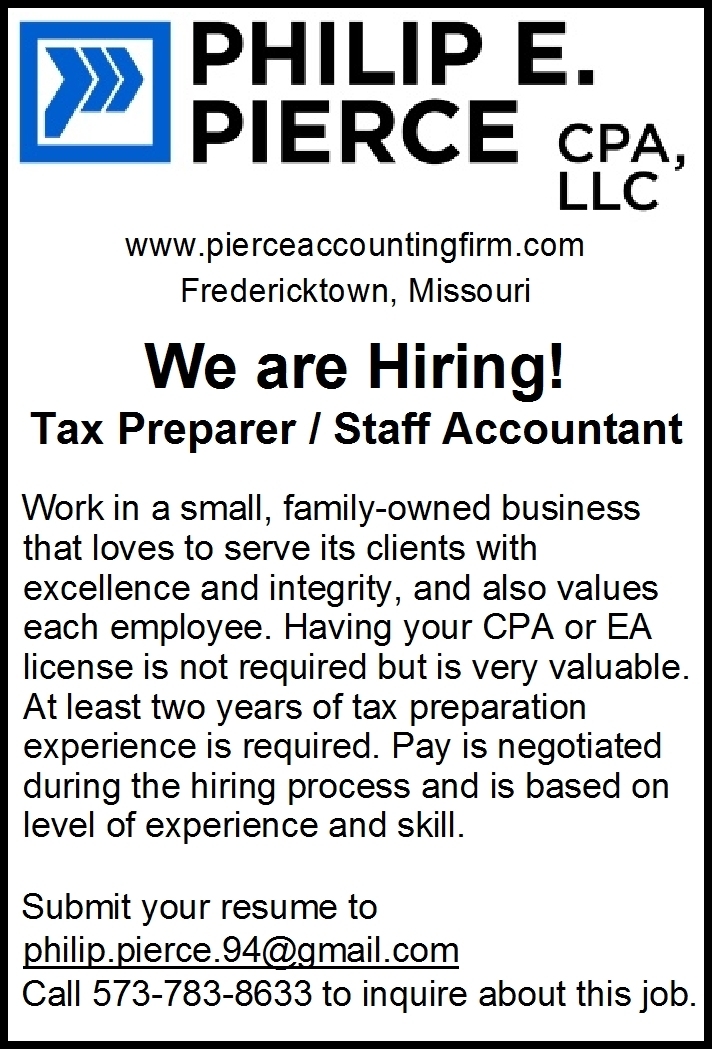 Tax Preparer / Staff Accountant, Philip E. Pierce CPA, LLC