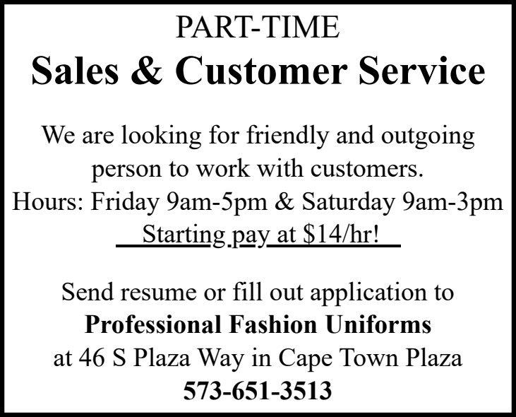Sales & Customer Service, Professional Fashion Uniforms, Cape Girardeau, MO