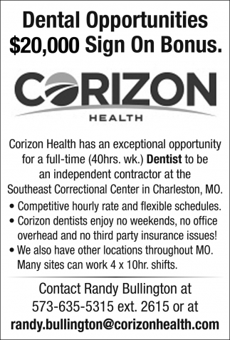 Dentist, Corizon Health